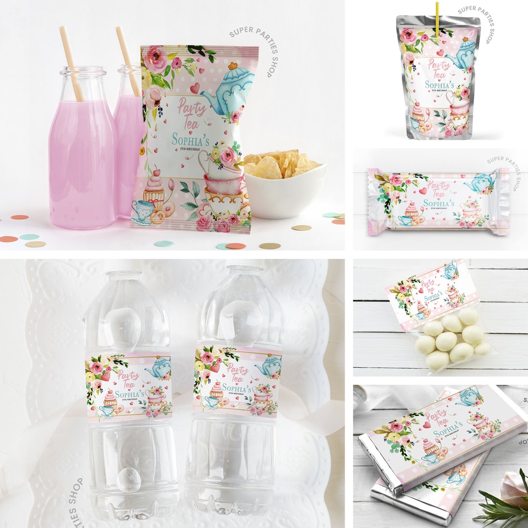 Tea Party Kit 6 Items Printable, Tea Party Favors, Tea Party Bundle ...