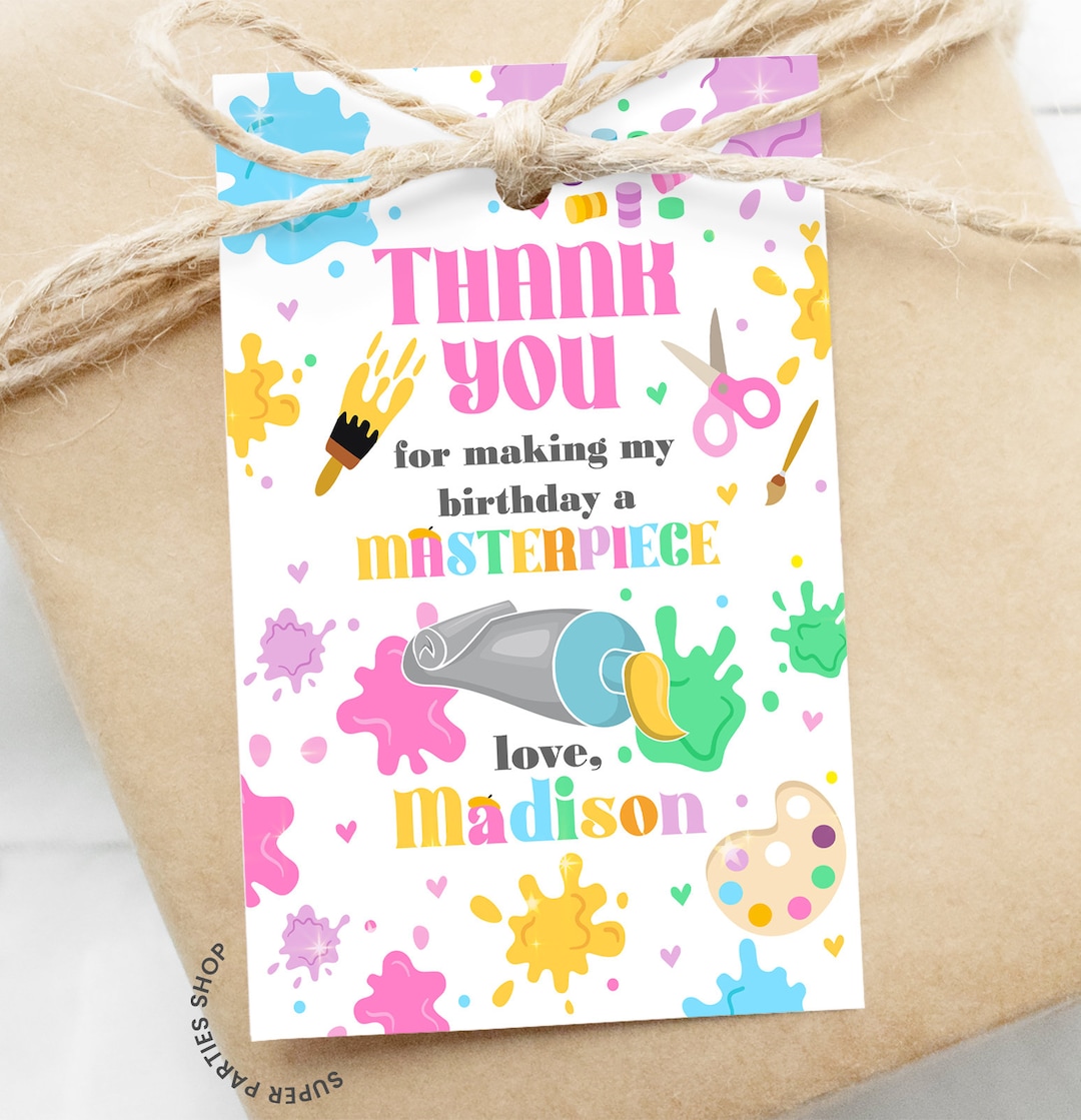 Painting Party Thank You Tag Printable, Painting Favor Tag ,art Party ...