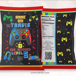Gamer Chips Bags Printable, Custom Chip Bags, Gamer Birthday, Video ...