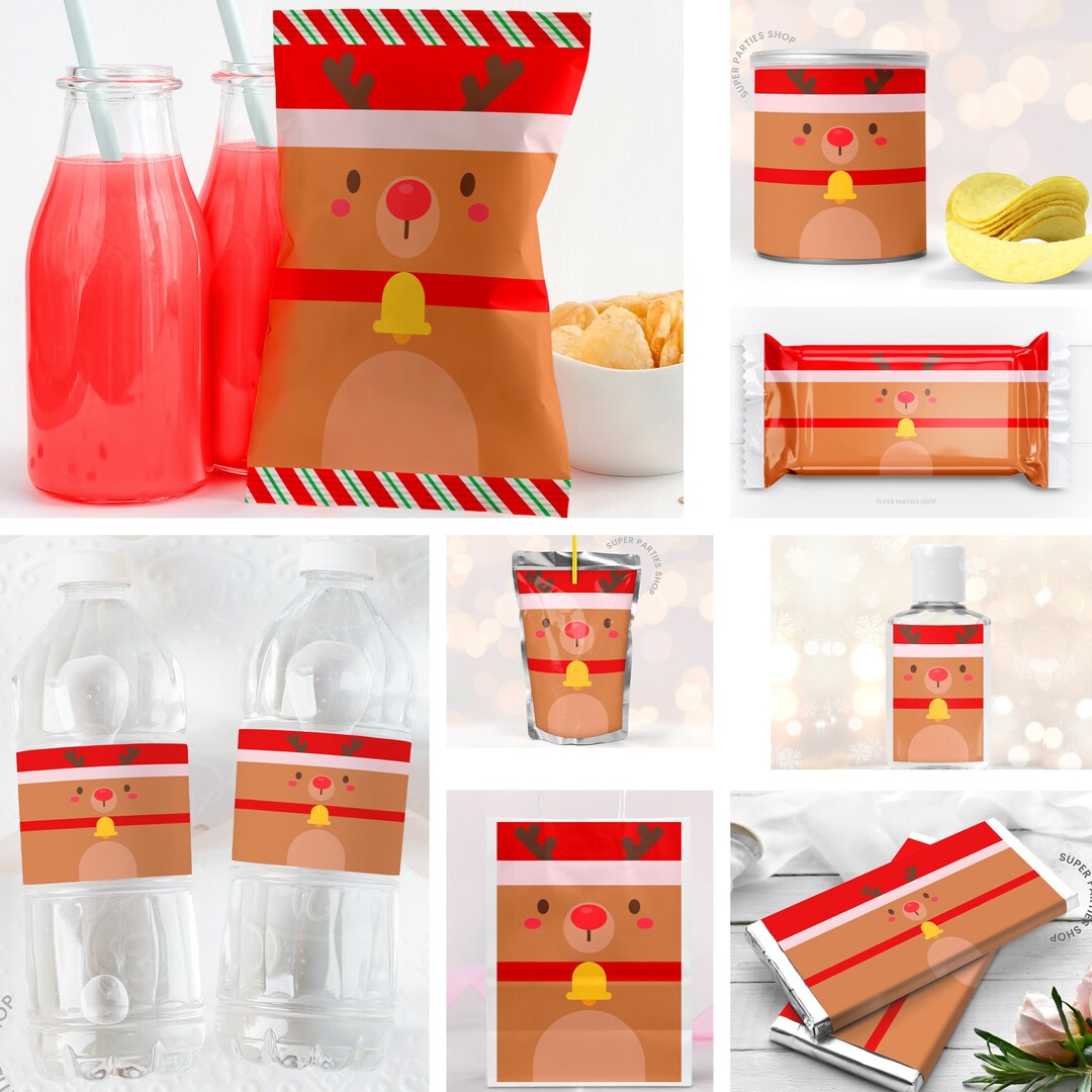 Merry Christmas Set Bundle Printable , Winter Wonderland Red & White ...