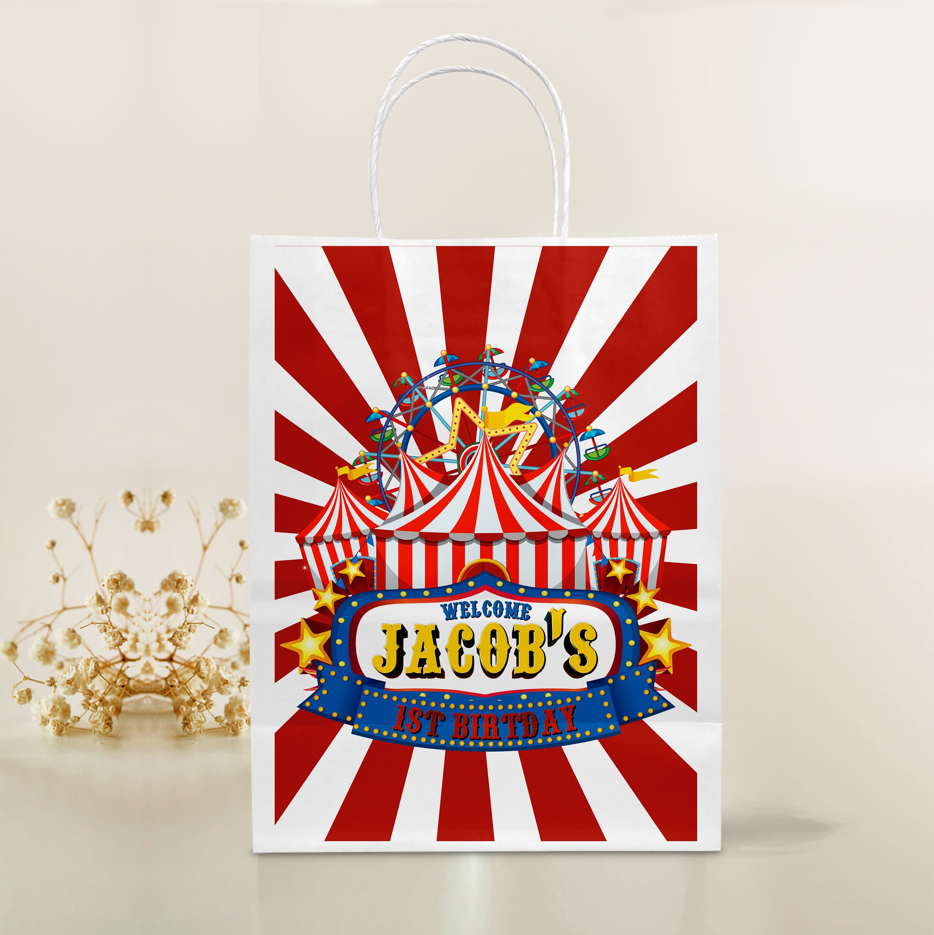 Circus Gift Bags Label Printable Circus Tent Favor Bag | Etsy