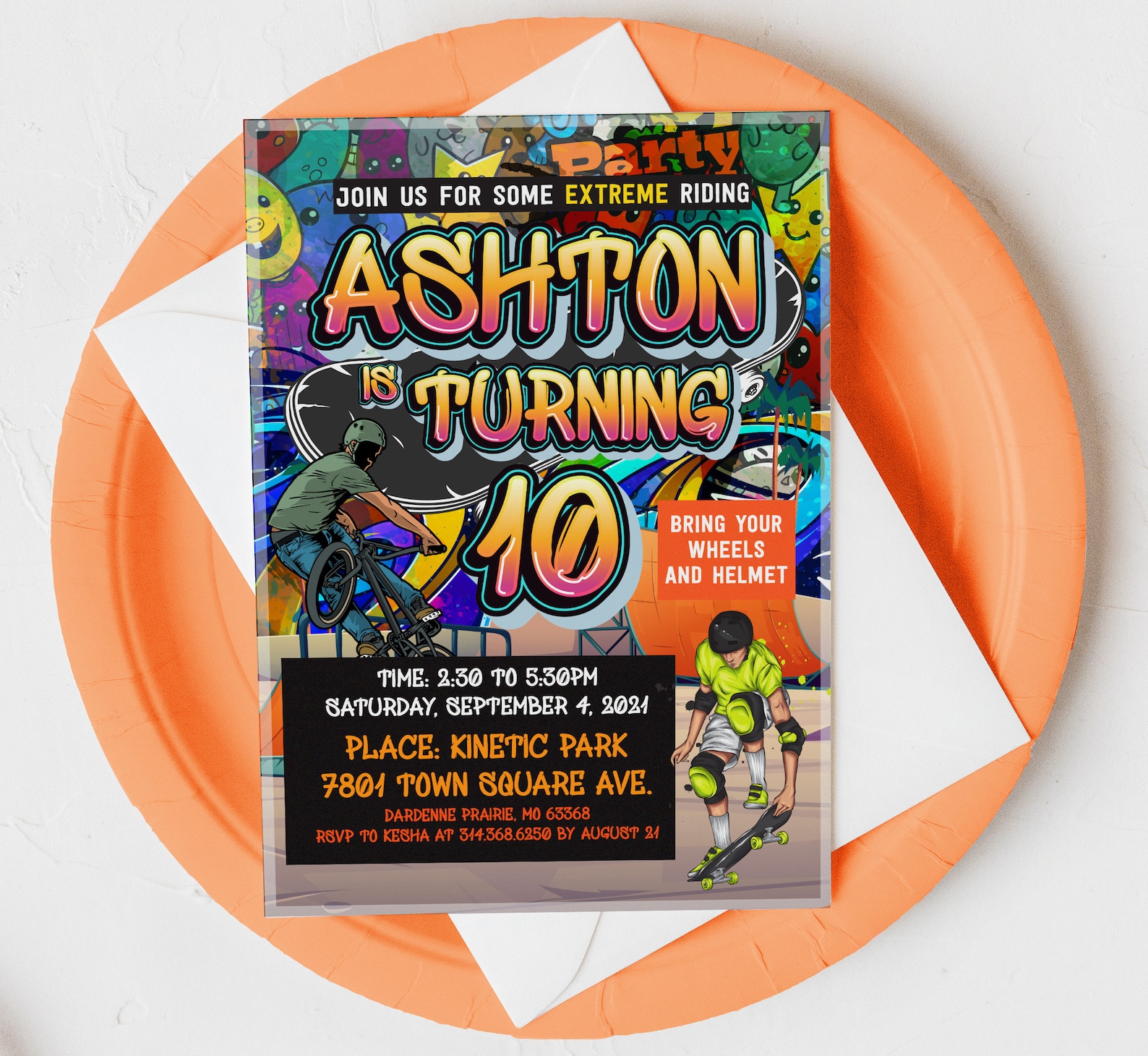 Skateboard Party Invitation Printable, Skateboard Birthday Invite ...