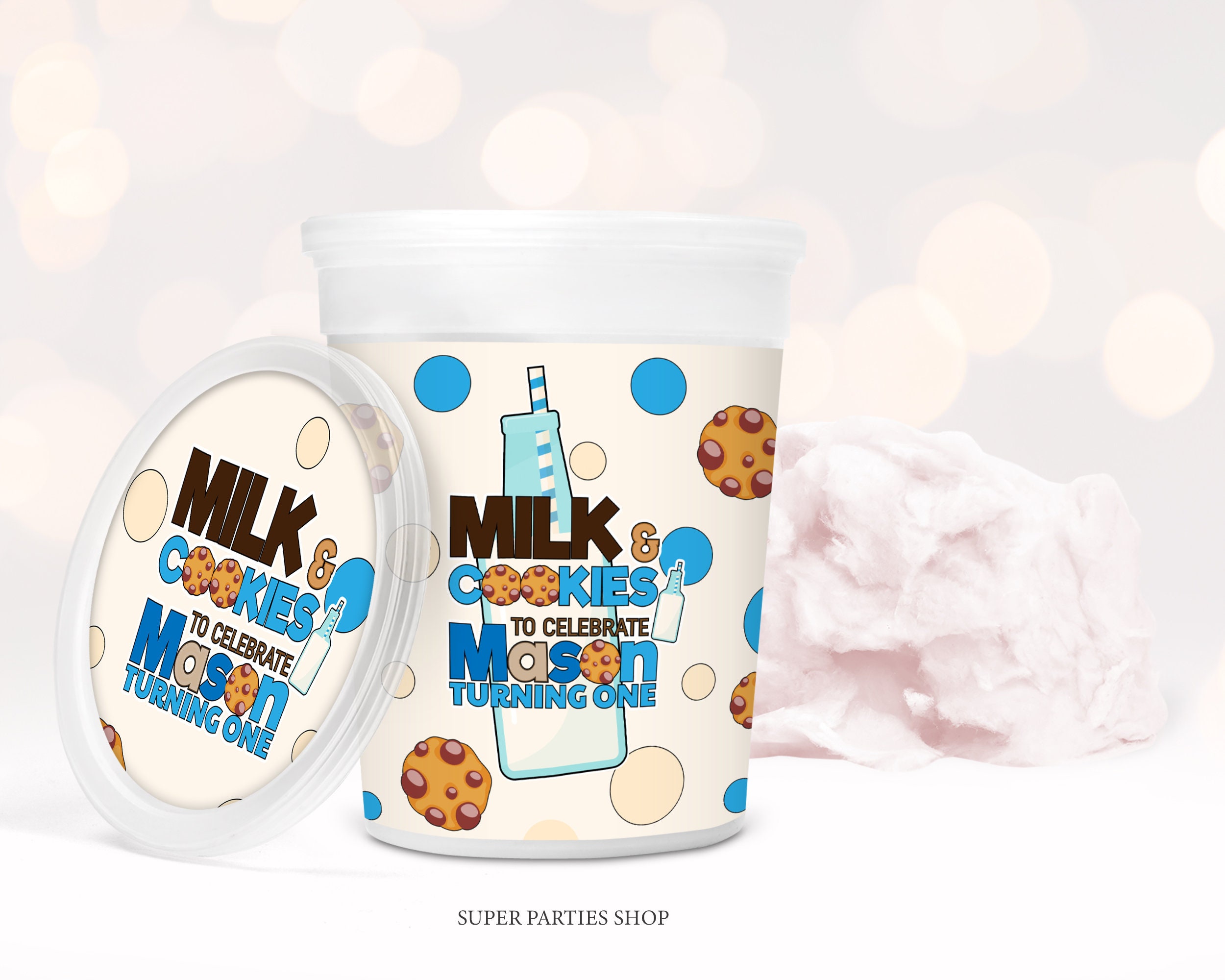 Cookie & Milk Cotton Candy Labels Printable Snack Treat | Etsy