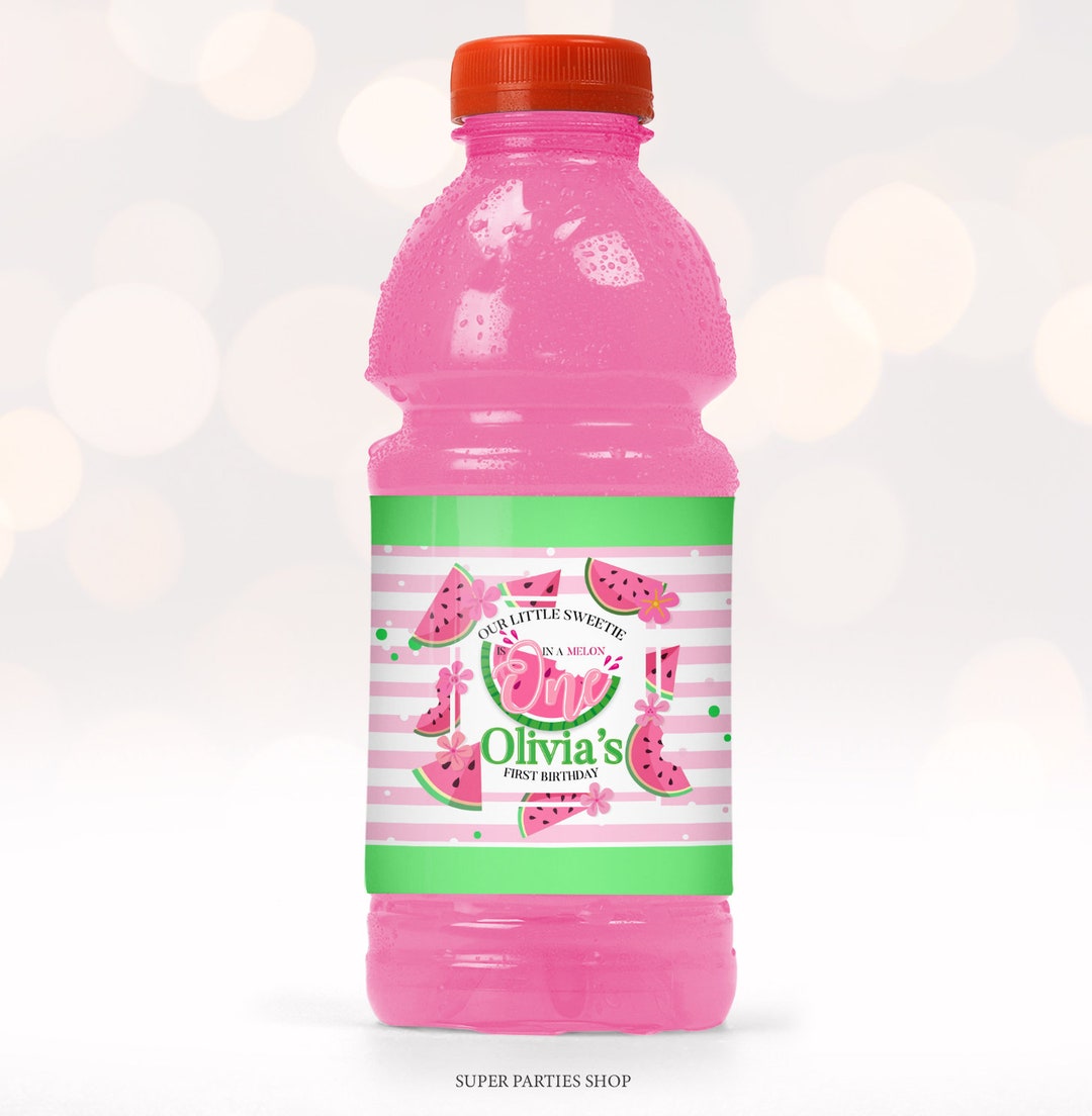 Watermelon Bottle Labels Printable, Melon Favors, Watermelon Water ...