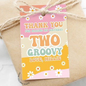 Hippie Favor Tag Labels Printable, Flower Power Birthday Party Decor ...