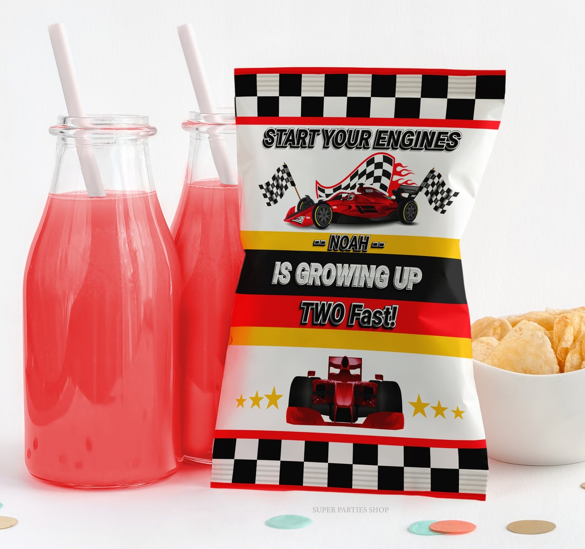 Race Cars Chip Bags Printable Snack Treat Roadster Birthday - Etsy