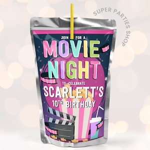 Movie Night Bundle Printable, Movie Night Favors, Girls Movie Night ...