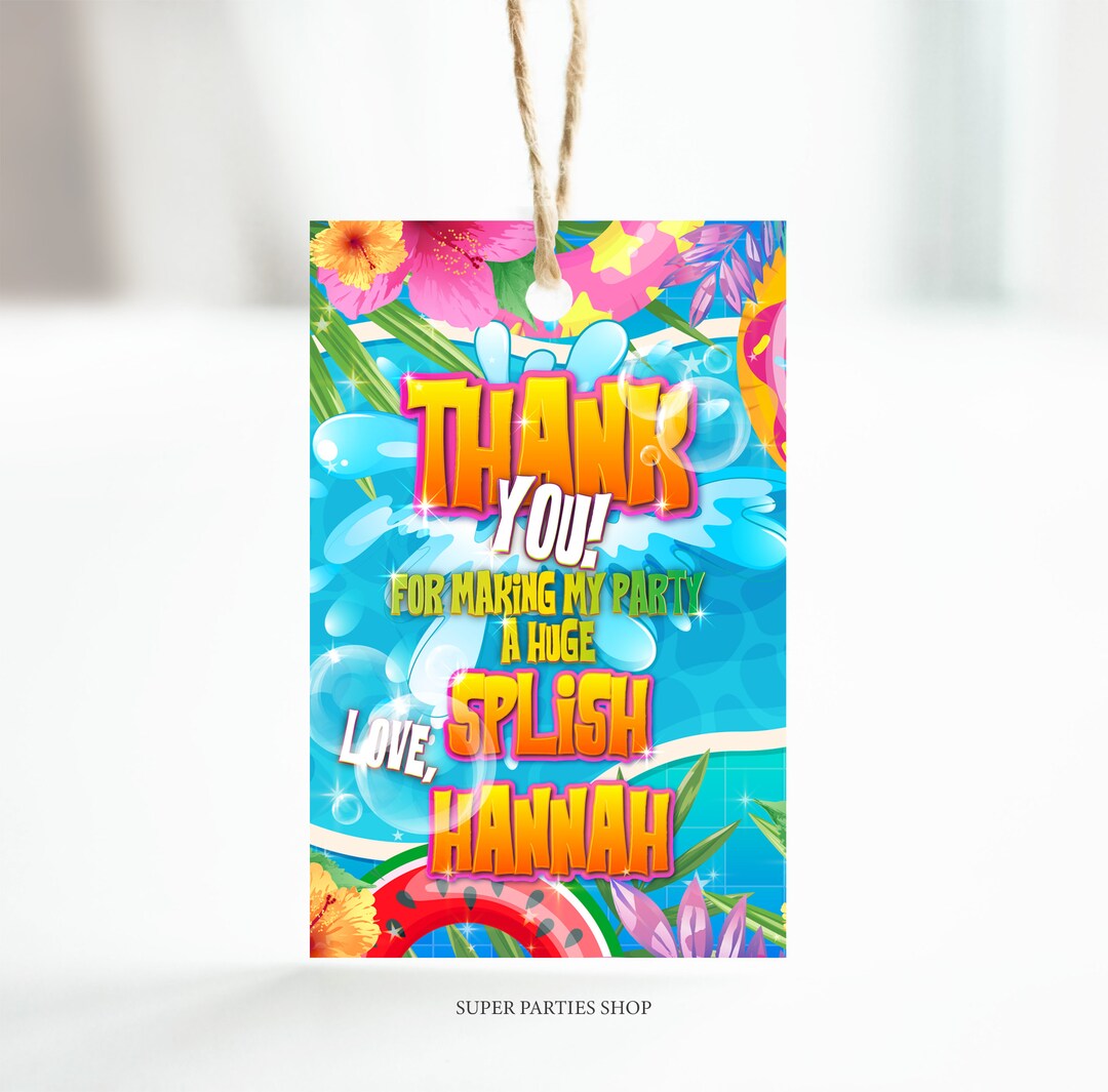 Pool Party Favor Tag Label Printable, Pool Birthday Supplies, Pool ...