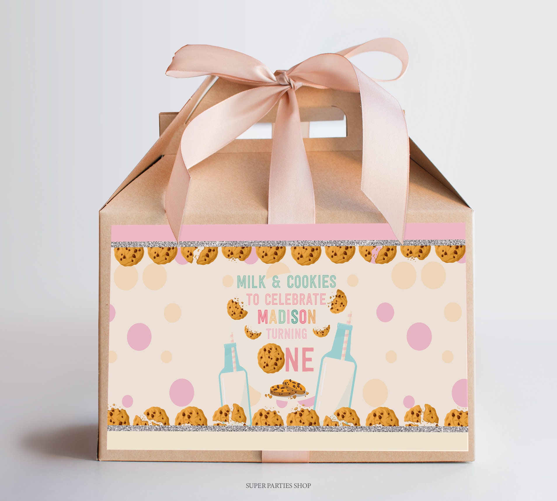 Cookie & Milk Gable Box Label Printable Treat Box Labels | Etsy