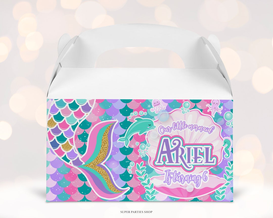 Mermaid Gable Box Label Printable Mermaid Treats, Mermaid Craft Box ...