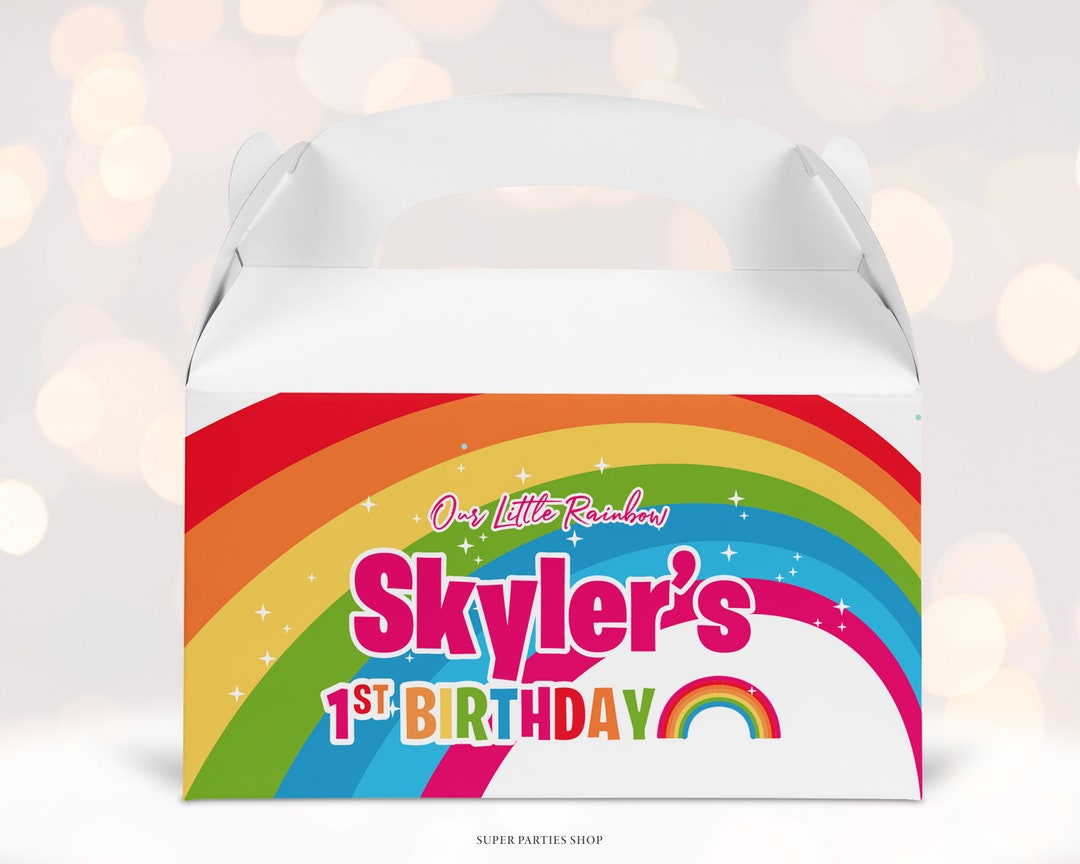 Rainbow Gable Box LABEL Printable Snack Treat Unicorn - Etsy