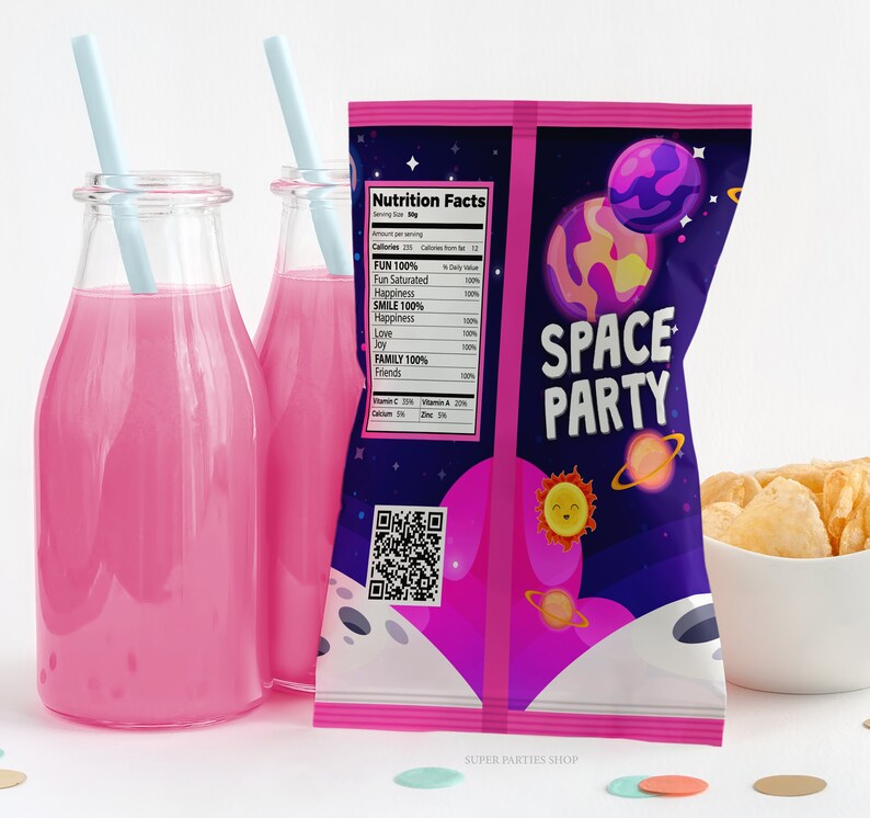 Space Chips Bag Printable Astronaut Birthday Gift Wrapper - Etsy