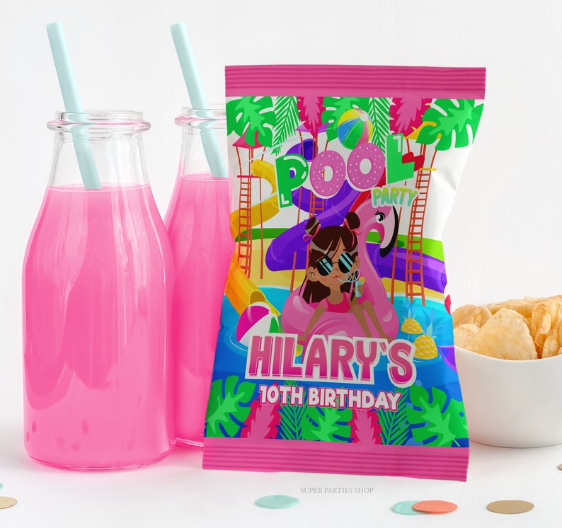 Pool Party Chips Bag Wrapper Printable Pool Birhtday | Etsy