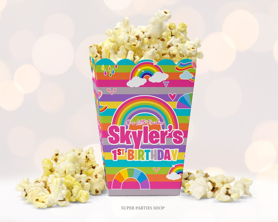 Rainbow Popcorn Box Printable, Snack Bag , Unicorn Magical Birthday ...