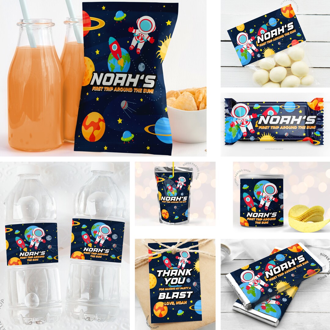 Space Bundle Kit Printable Astronaut Birthday Gift Wrapper Galaxy Favor ...