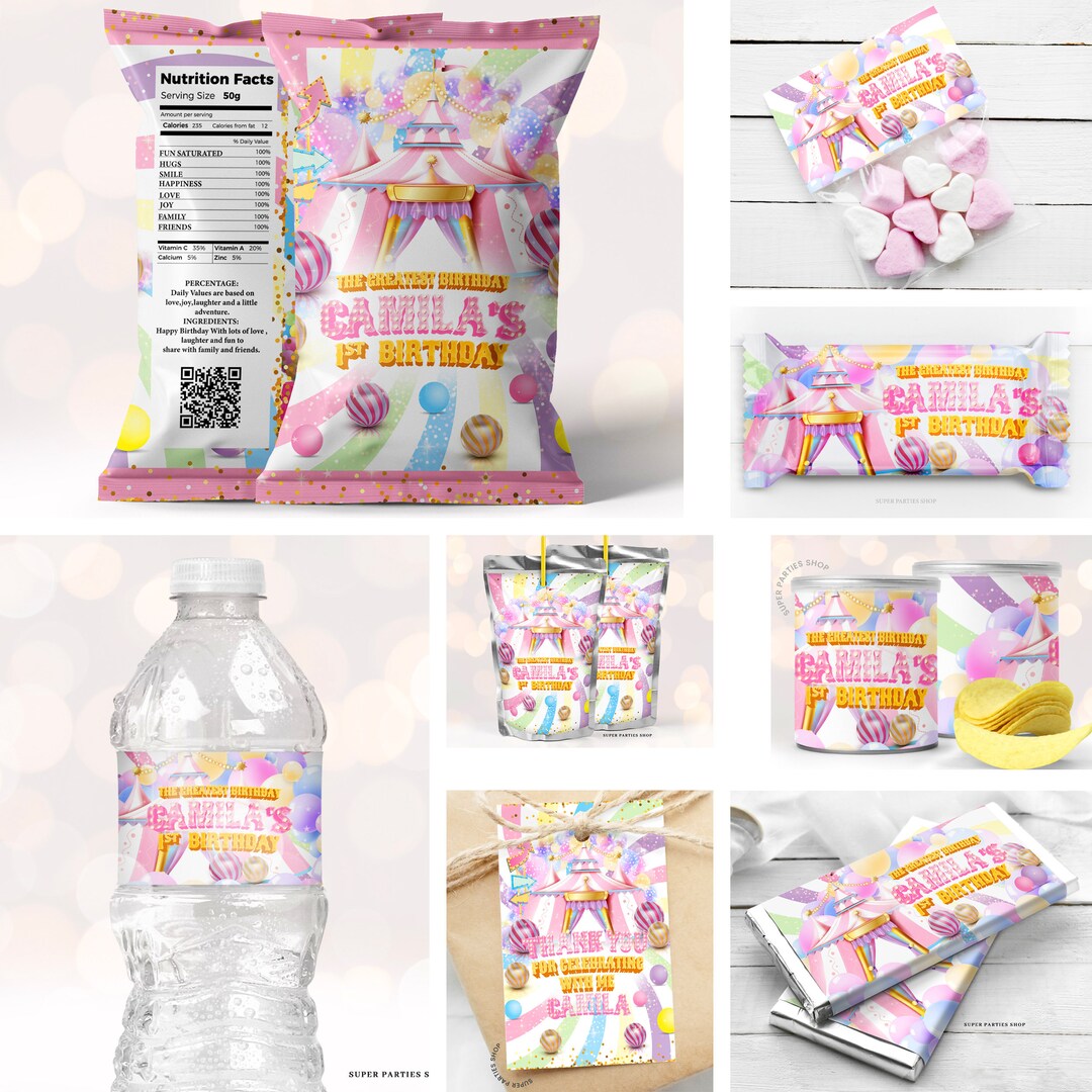Circus Party Bundle Kit Printable, Circus Tent Birthday Party Chip Bag ...
