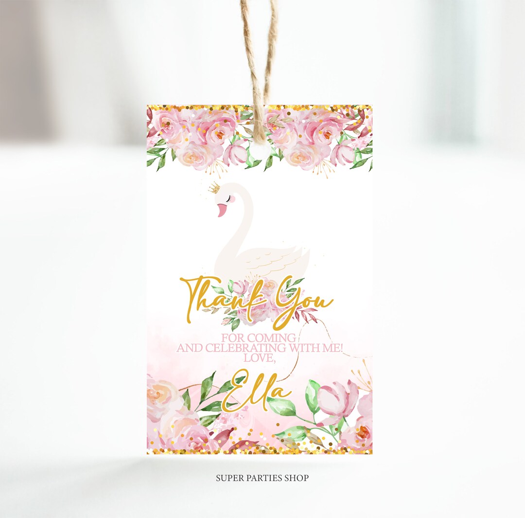 Swan Favor Tag Label Printable Snack Bag Castle Magical - Etsy