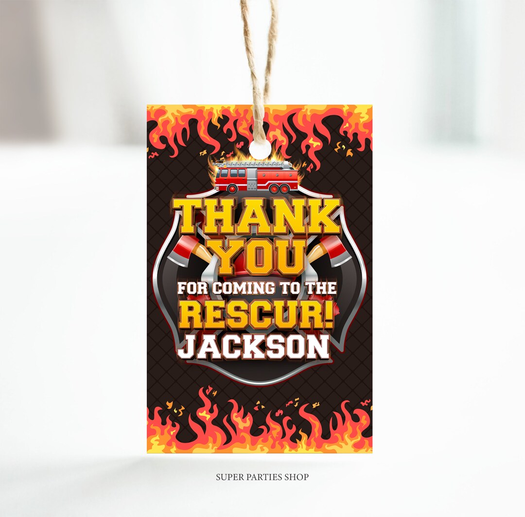 Firefighter Favor Tag Label Printable , Firetruck Potatoes, Firefighter ...