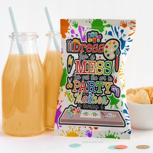 Art Party Chips Bag Printable paint Snack Treatart Birthday - Etsy