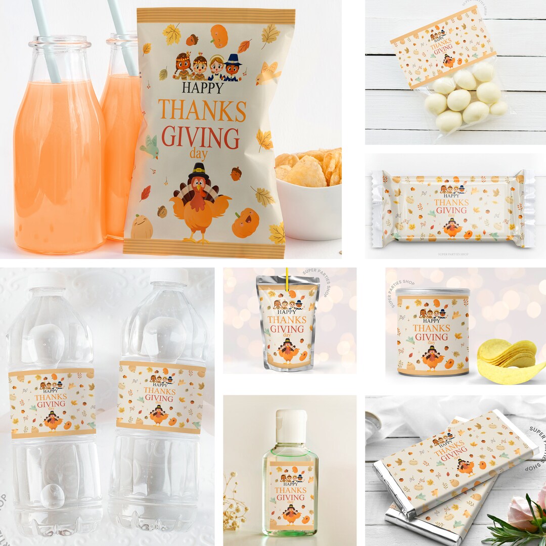Thanksgiving Bundle Printable INSTANT DOWNLOAD , Snack Bag, Pumpkin ...