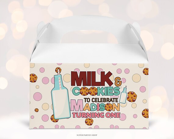 Cookie & Milk Gable Box Label Printable Treat Box Labels | Etsy