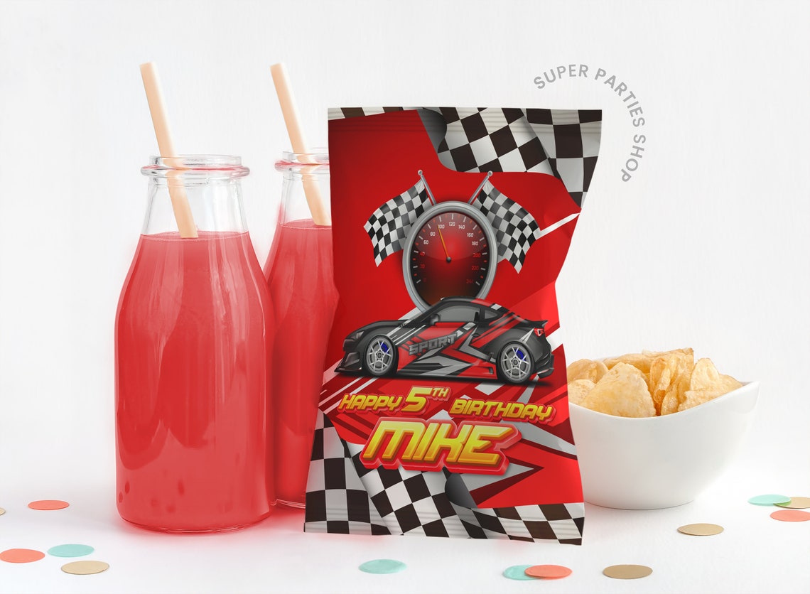 Race Cars Chip Bags Printable Snack Treat Roadster Birthday - Etsy