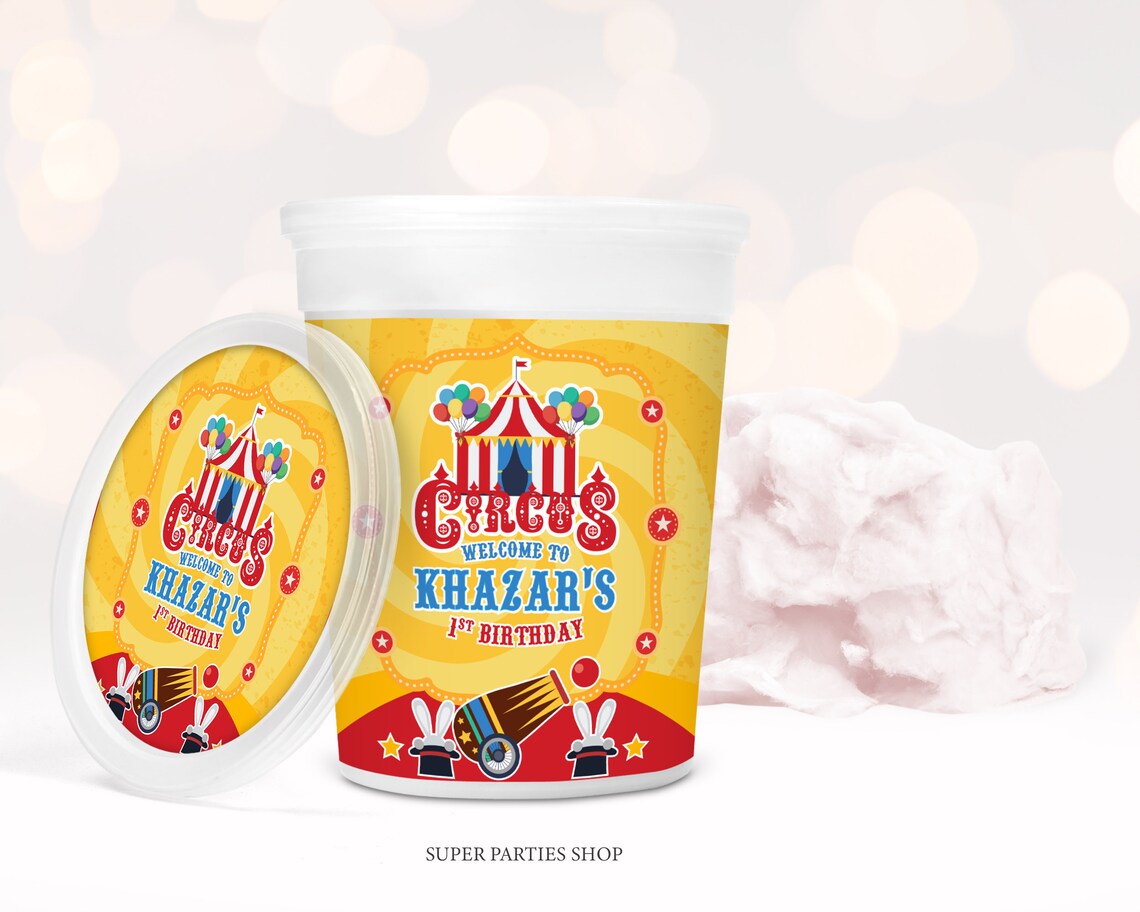 Circus Cotton Candy Label Printable Circus Cotton Tube Label | Etsy