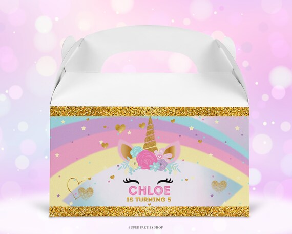 Unicorn Printable GABLE BOX LABEL Craft Box Label Unicorn | Etsy