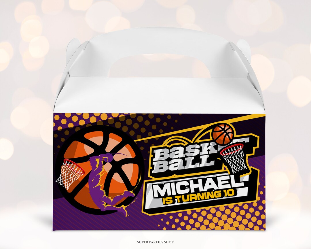 Basketball Gable Box Label PRINTABLE, Treat Box,basketball Candy Box ...