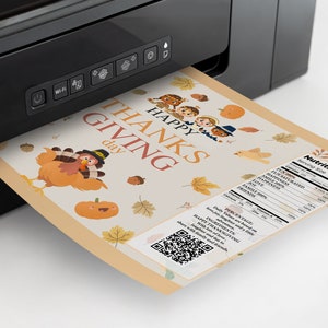 Thanksgiving Chip Bags Printable INSTANT DOWNLOAD , Snack Bag, Pumpkin ...