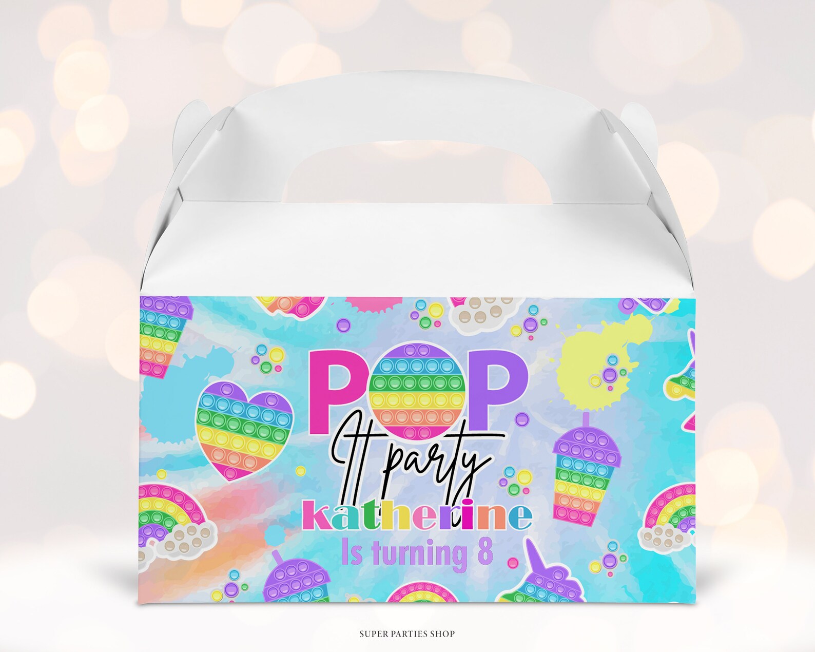 Pop It Gable Box Label Printable Party Favor Fidget Toy Snack - Etsy