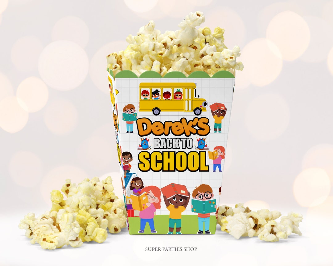 Back to School Popcorn Box Template Printable, Custom Popcorn Box ...