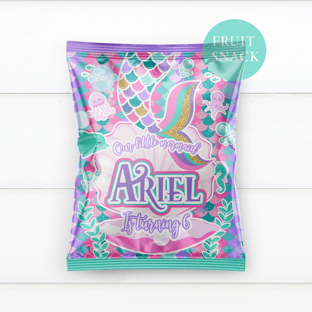 Mermaid Fruit Snack Wrapper Mermaid Treats, Birthday Snack Bag, Mermaid ...