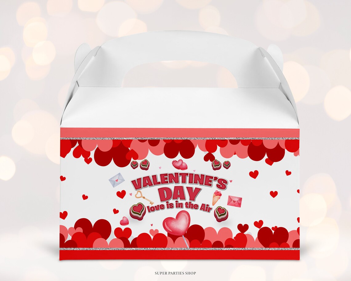 Valentine's Day Gable Box Label Printable Snack Bag - Etsy