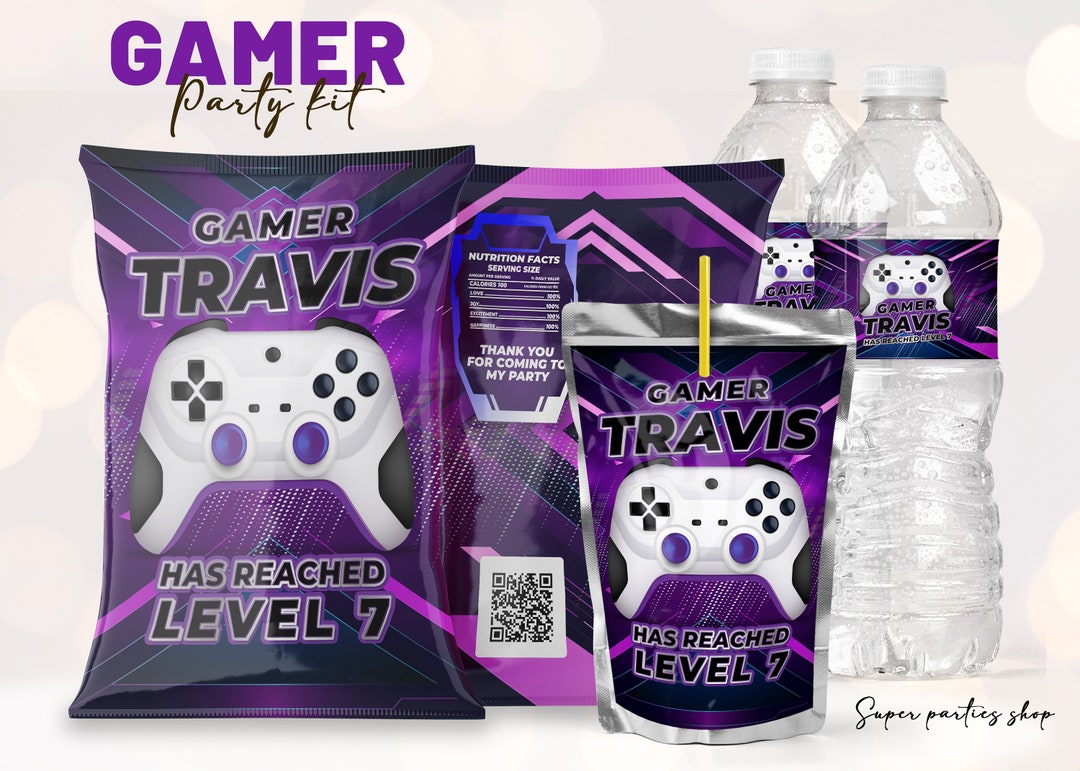 Gamer Bundle Package Printable, Custom Chip Bags, Gamer Birthday, Video ...