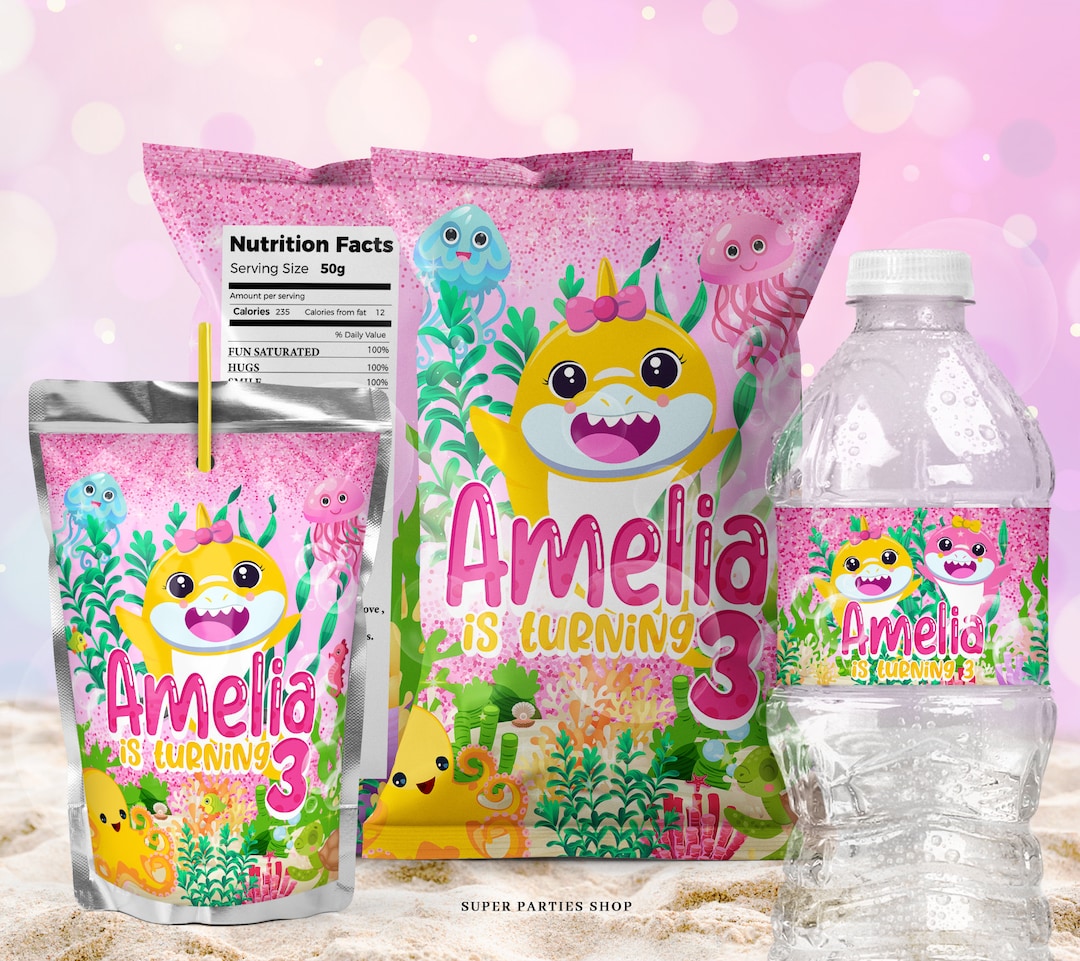 Shark Baby BUNDLE PARTY Kit Printable Shark Chip Bags Shark Party ...