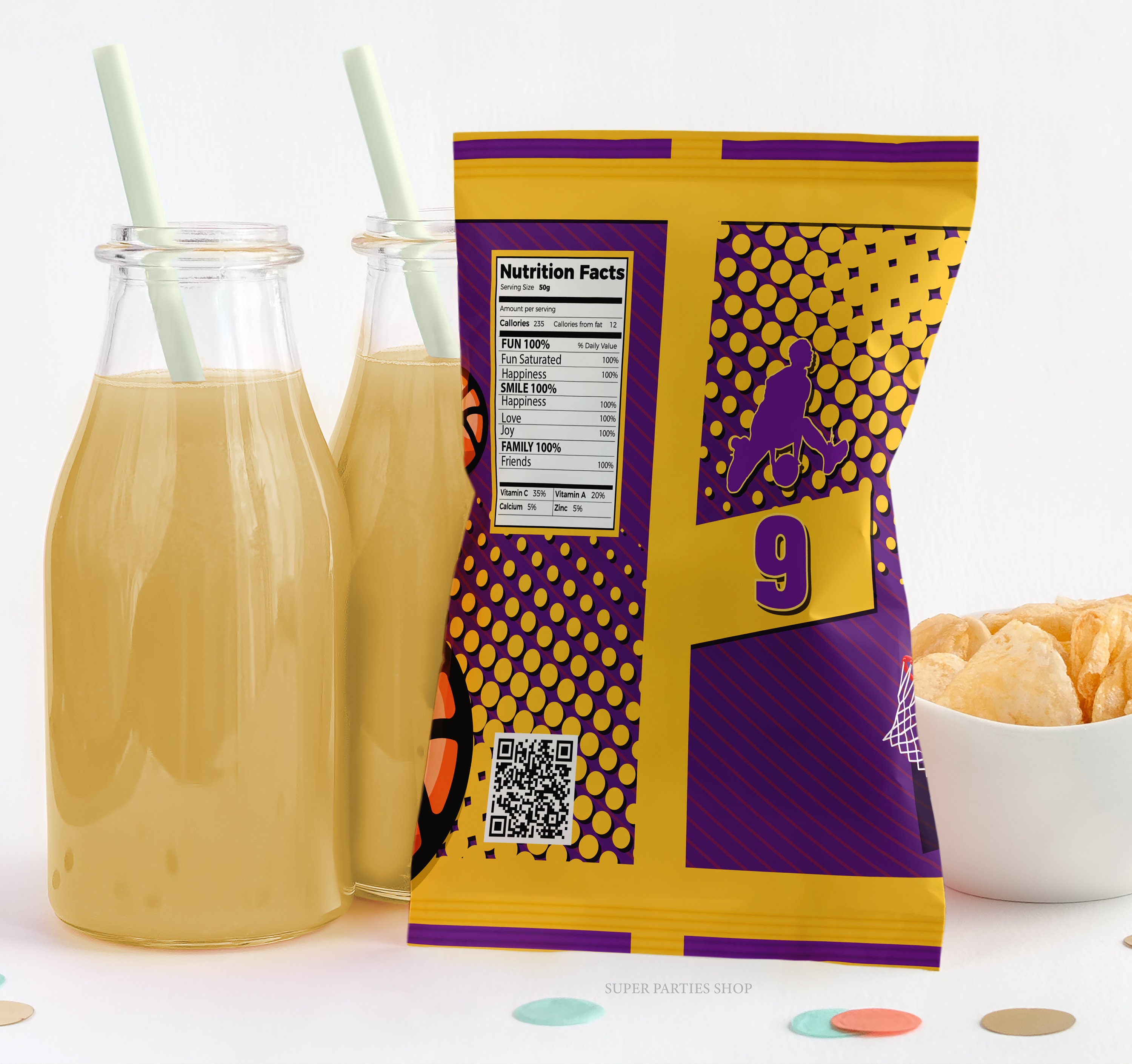 Basketball Chip Bags Printable Sport Party Potatoes Chip Bag - Etsy