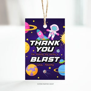 Space Favor Tag Printable Astronaut Birthday Thank You Gift Label ...