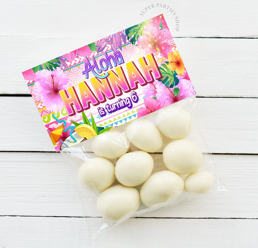 Luau Candy Bag Topper Label Printable, Aloha Favors, Tropical Party ...