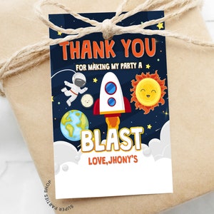 Space Favor Tag Printable Astronaut Birthday Thank You Gift Label ...