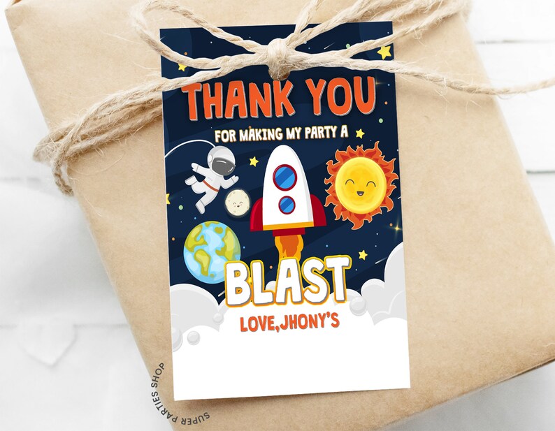Space Favor Tag Printable Astronaut Birthday Thank You - Etsy