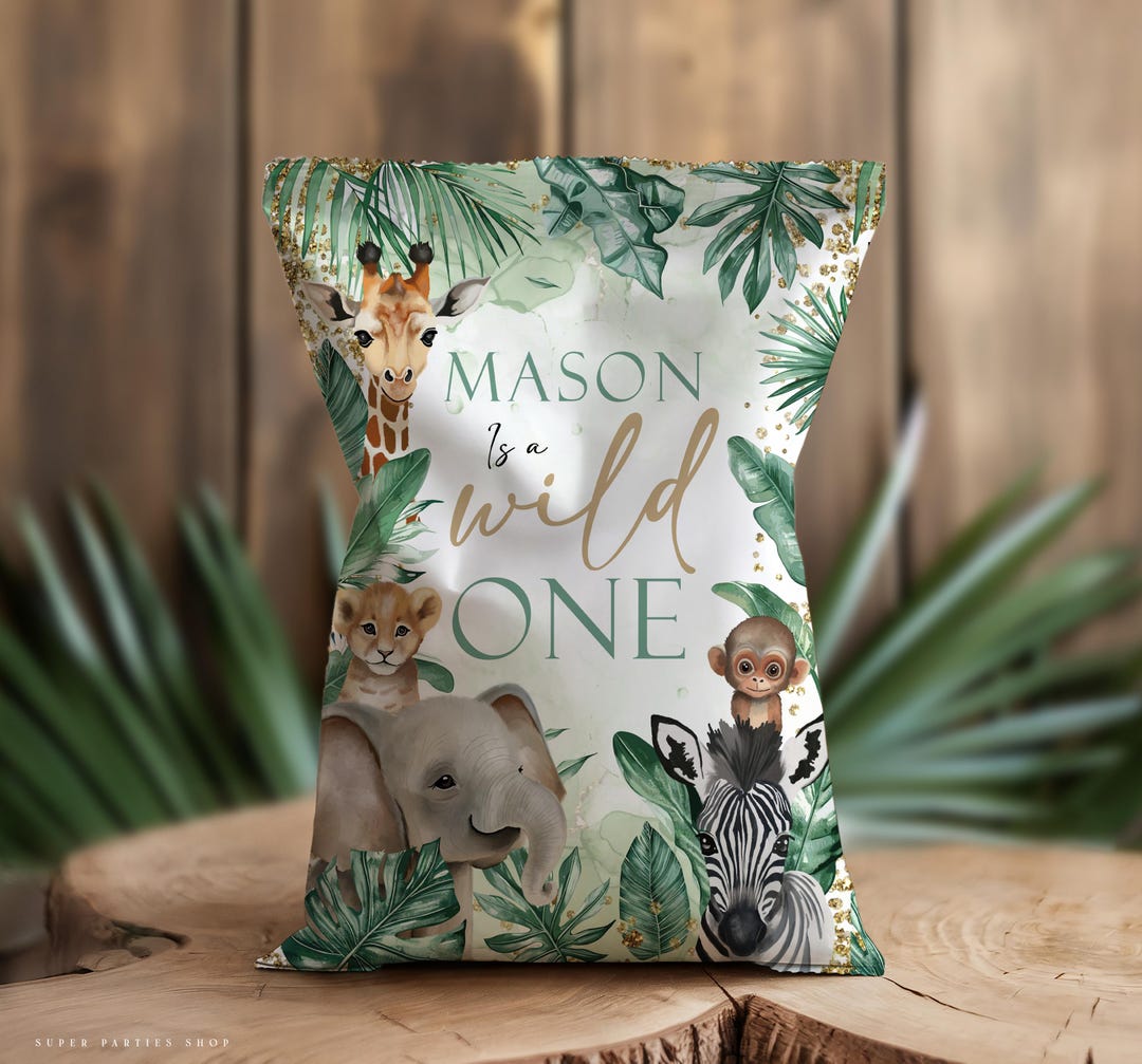 Jungle Chip Bags Template Editable , Snack Bag Safari Wild Two, Candy ...