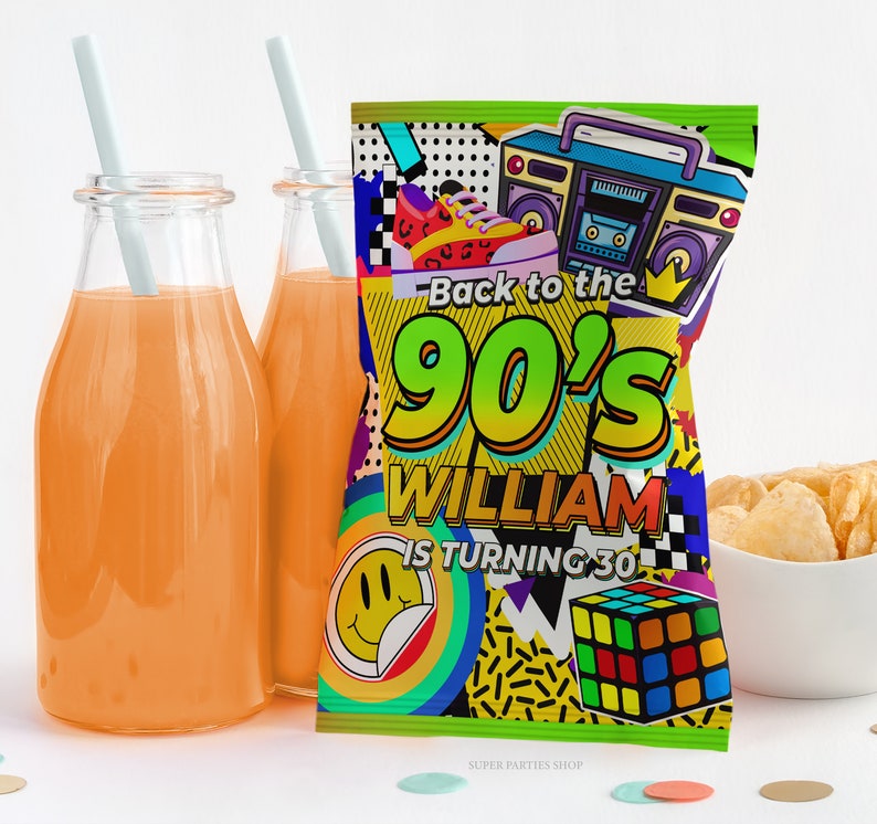 90s Printable Chip Bags Snack Bag Candy Bar Throwback - Etsy