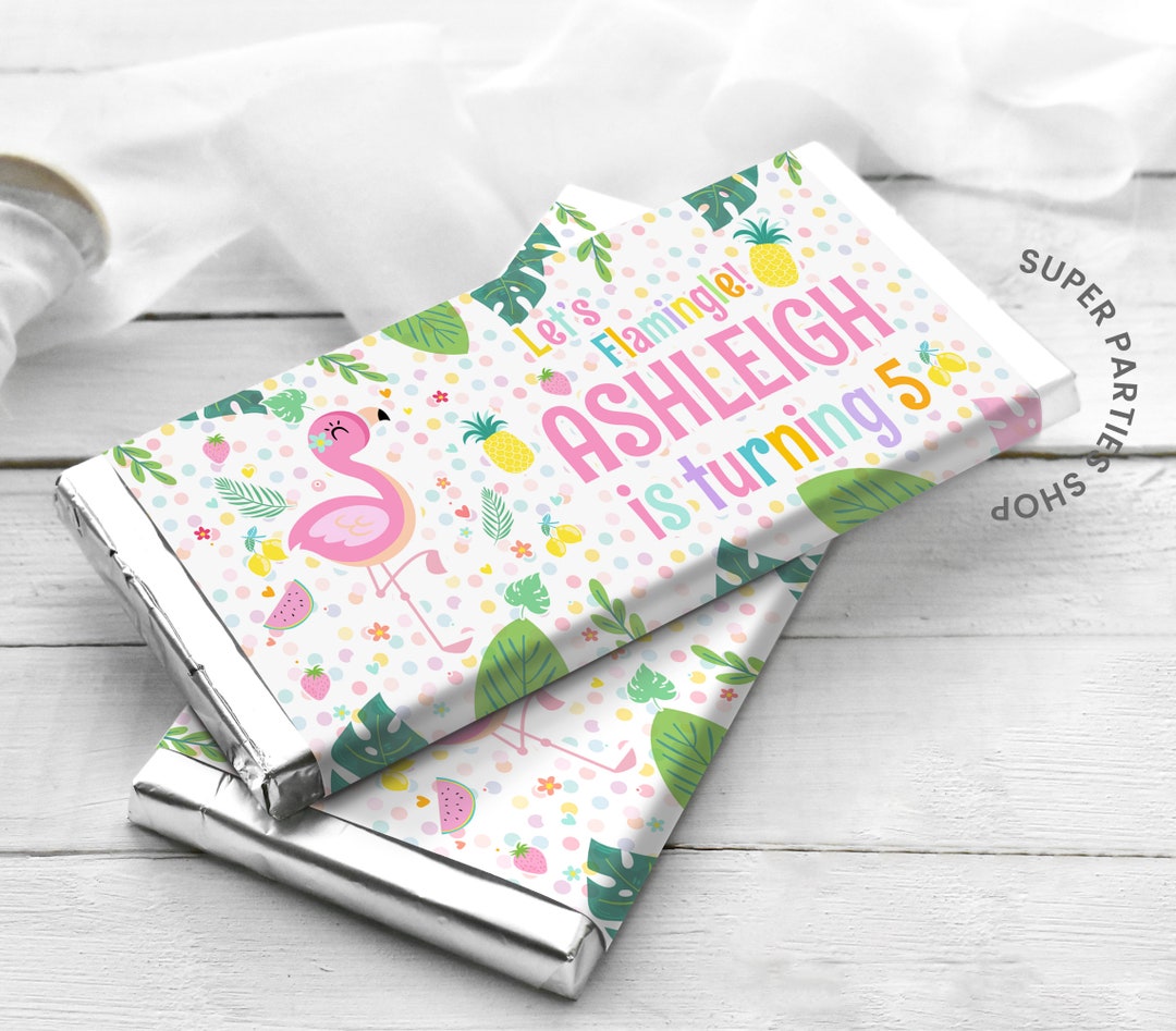 Flaming Candy Bar Label Printable, Snack Treat , Flamingo Birthday ...