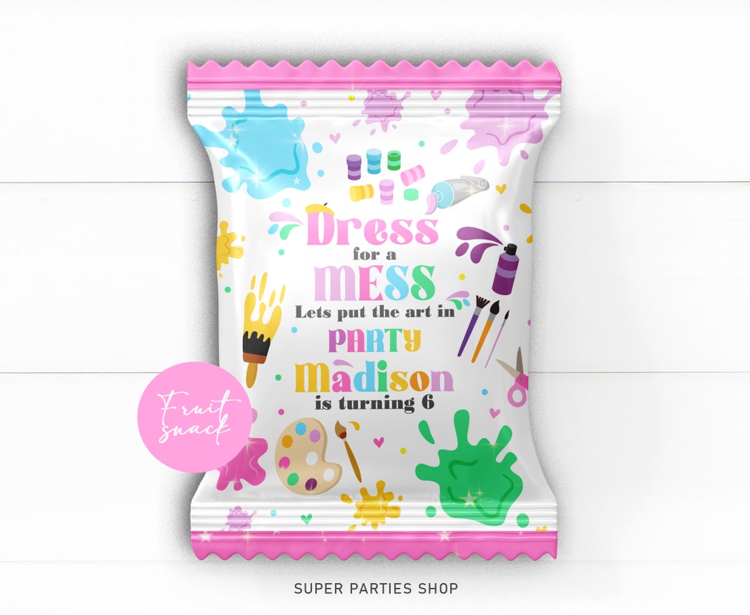 Art Party Fruit Snack Bag Printable ,paint, Snack Treat,art Birthday ...