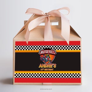 Motocross Gable Box Label Printable, Snack Treat, Roadster Birthday ...