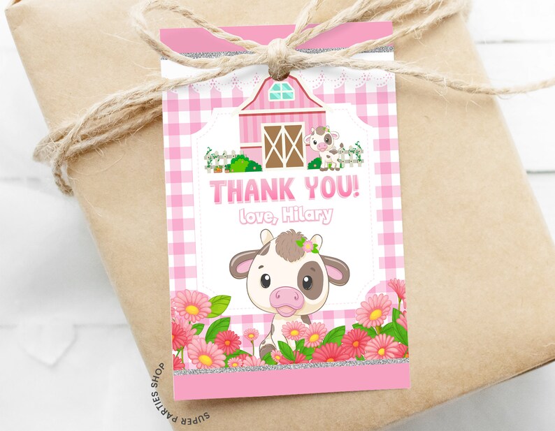 Cow Thank You Tag Printable Farm Party Favor Template Gift | Etsy