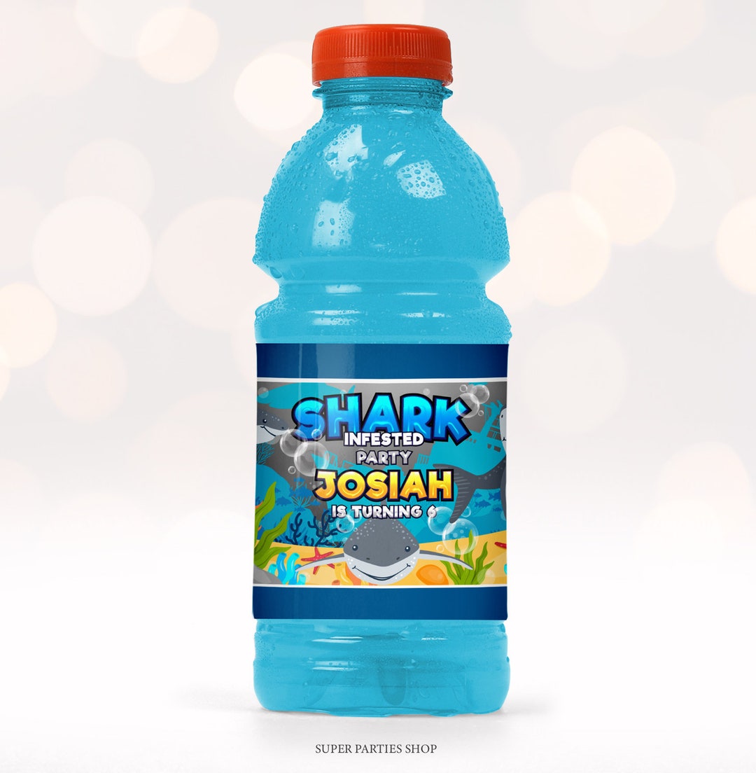 Shark Attack Bottle Label Printable, Shark Party Shark Baby, Sharks ...