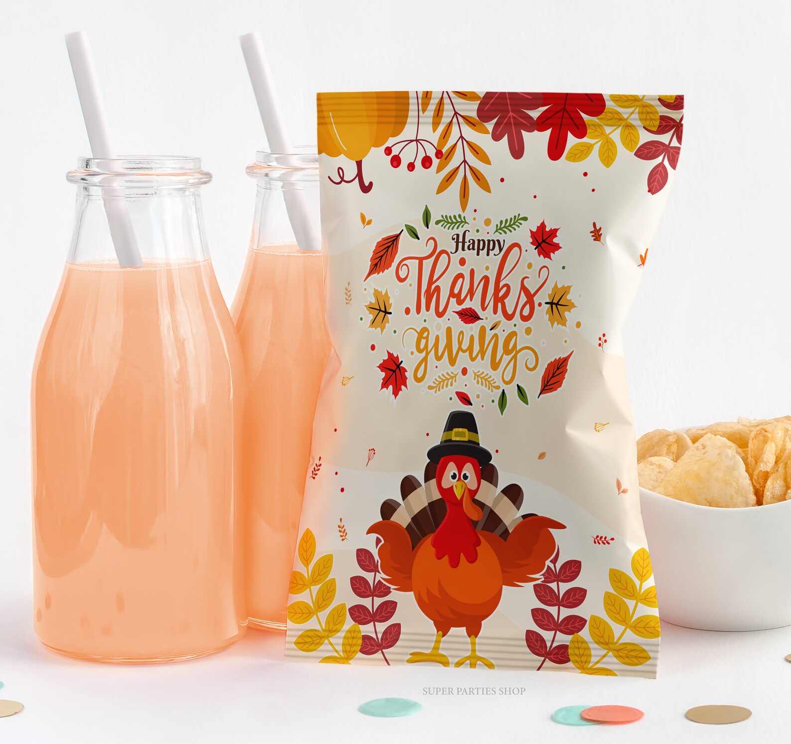 Thanksgiving Chip Bags Printable INSTANT DOWNLOAD Snack Bag | Etsy