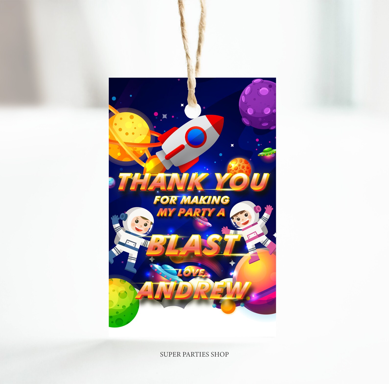 Space Favor Tag Printable Astronaut Birthday Thank you | Etsy